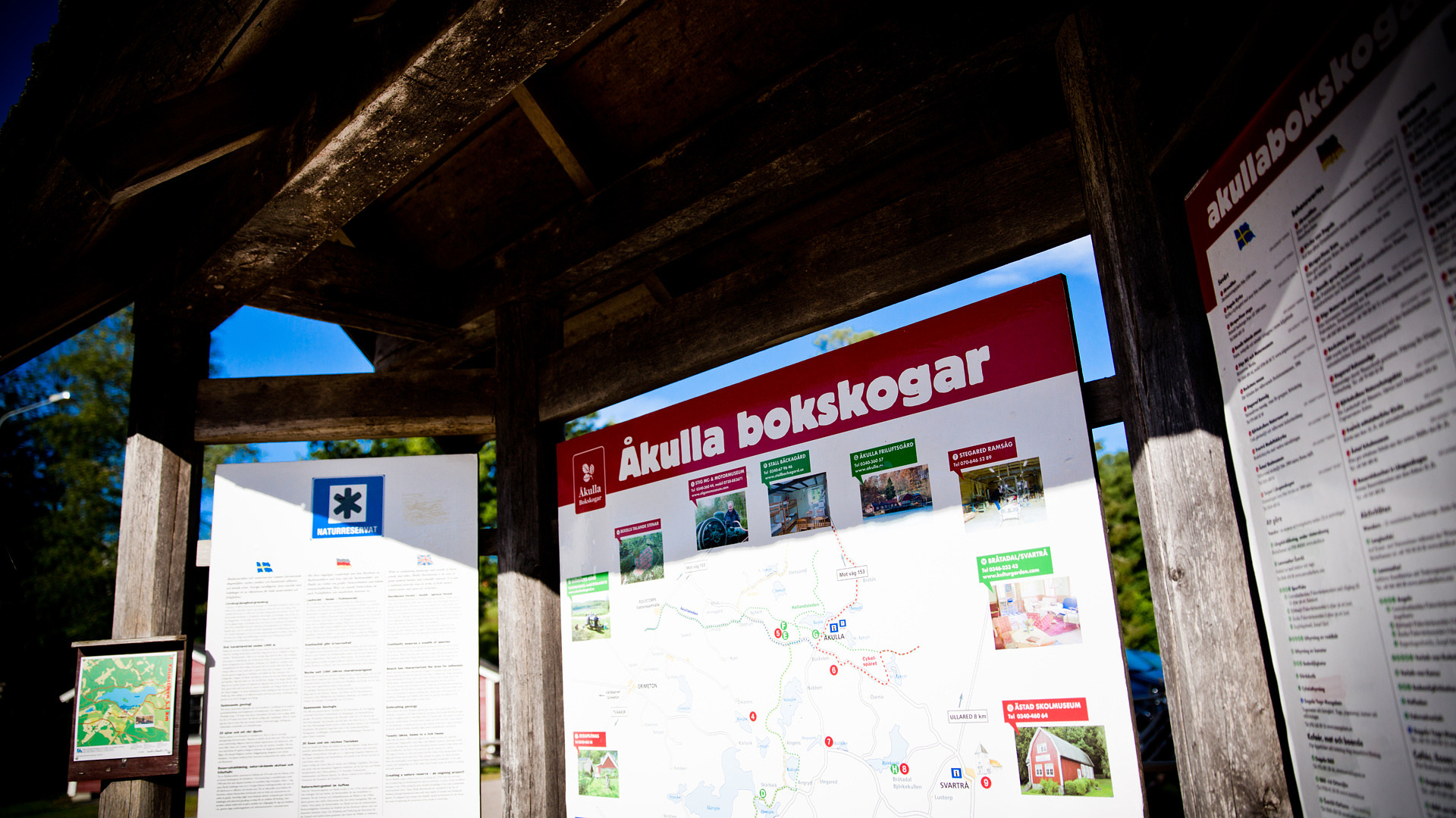 Skylt med karta om Åkulla bokskogar